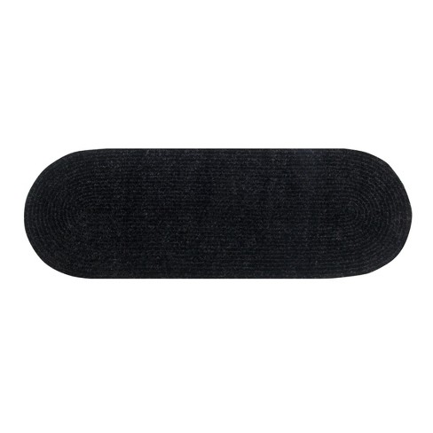 24" X 108" Chenille Solid Collection Black Reversible Indoor Area ...