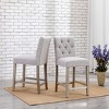 Westintrends 24" Linen Fabric Tufted Counter Stool (set Of 2), Light ...