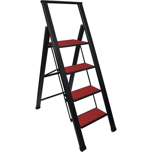 4 Step Ladder Modern - Beautiful Mahogany & Black Aluminum - By Sorfey ...