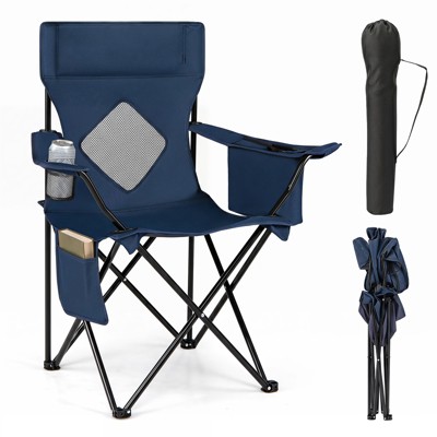 Costway Folding Camping Chair with Mesh Fabric Backrest, Solid Metal ...