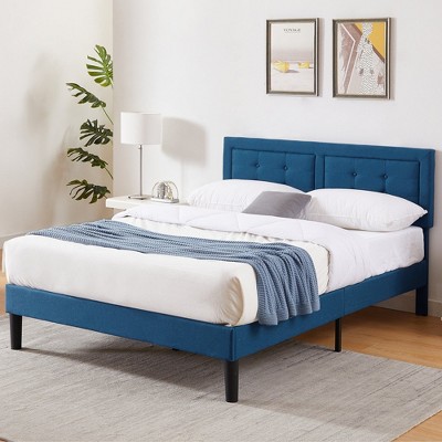 Vecelo Blue Upholstered Bed Wood And Metal Frame Full Platform Bed : Target