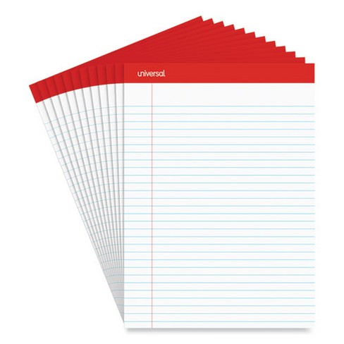 Universal Perforated Ruled Writing Pads, Wide/legal Rule, Red Headband ...