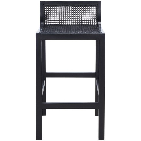 Saito Low Back Cane Counter Stool - Black - Safavieh : Target