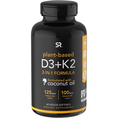 Sports Research Vegan Vitamin K2 + D3 Dietary Supplement - 60 Softgels ...
