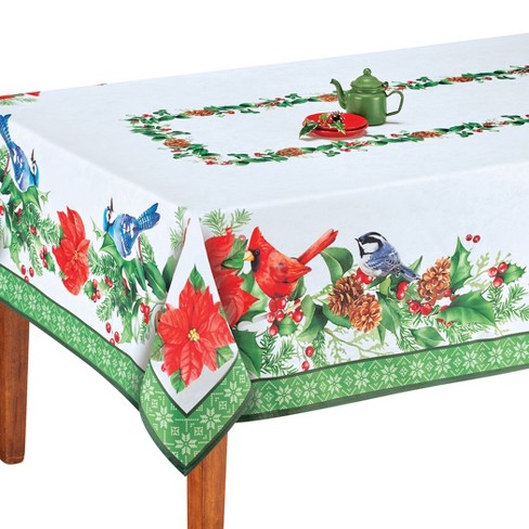 Collections Etc Birds Poinsettia Tablecloth : Target