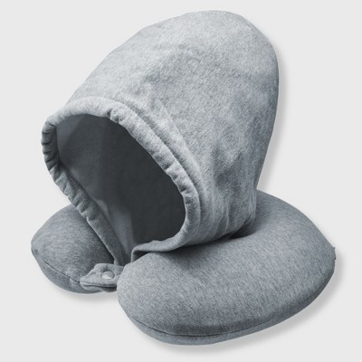 French Connection Hooded Memory Foam Travel Pillow - Neck Pillow with ...
