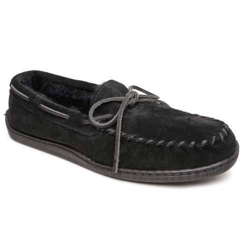 Minnetonka Men's Sheepskin Hardsole Slipper 3746, Black - 11 : Target