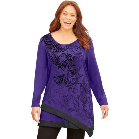 Catherines Women's Plus Size Layered Asymmetrical Tunic - 3x, Dark ...