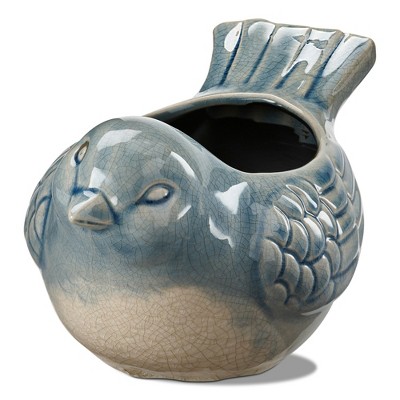 Sunnydaze Raised Hexagon Pattern Glazed Ceramic Planter - Turquoise ...
