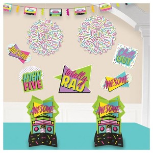 Retro Throwback Party Totally Rad Cardstock Decorating Kit : Target