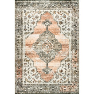 Nuloom Ren Vintage Floral Machine Washable Area Rug, 5' X 8', Peach ...