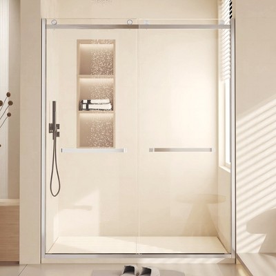 Sliding Glass Shower Door Frameless Shower Door In Stainless Steel 60 ...