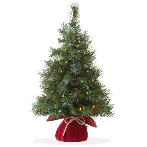 Casafield 2ft Pre-lit Artificial Mini Christmas Tree, Green Fir ...