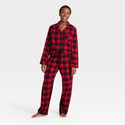 Women's Three-piece Pajama Set Red/white Large - White Mark : Target