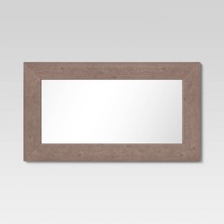 Natural Light Wood Decorative Wall Mirror With Beveled Edge Gray ...