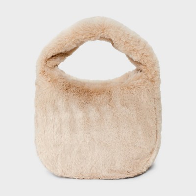 Mini Faux Fur Top Handle Bag - Wild Fable™ Cream : Target