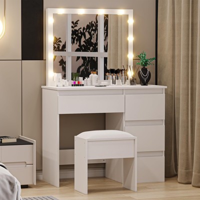Vanity Desk With Mirror And Lights, 40" Makeup Vanity : Target