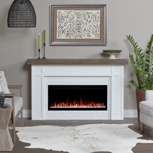 Cravenhall 64" Smart Landscape Electric Fireplace in White by Real ...