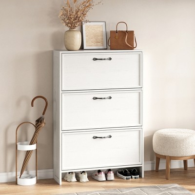 Garvee Shoe Cabinet with 3 Flip Drawers, Narrow Shoe Storage Cabinet ...
