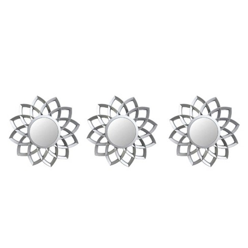 Northlight Set Of 3 Matte Silver Arched Floral Mirrors Wall Decor 10 ...