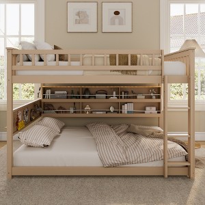 Full over Full Bunk Bed Kids Storage Bed with Integrated Shelving ...