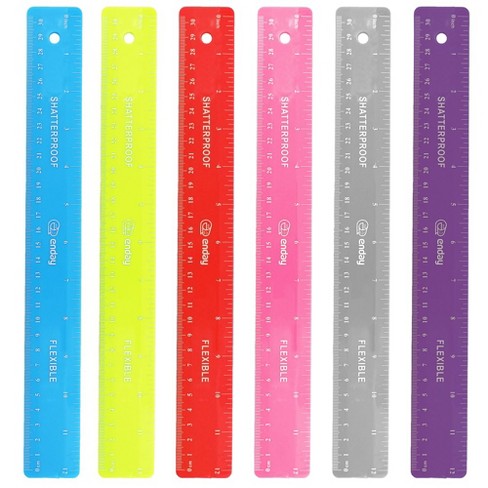 Enday 12" (30cm) Shatterproof Flexible Ruler 6 Color Pack : Target