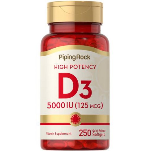 Piping Rock Vitamin D3 5000 Iu | 250 Softgels : Target