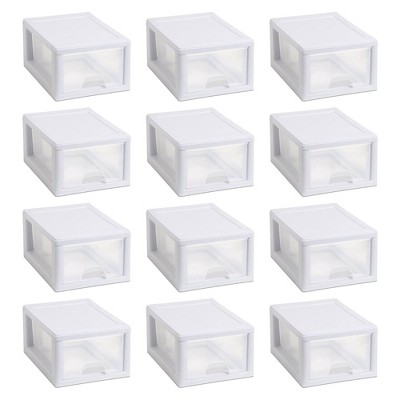 Sterilite 16 Qt Clear Stacking Storage Drawer Container (6 Pack) + 6 Qt ...