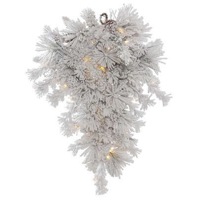 Vickerman 48" Flocked Alberta Artificial Christmas Wreath, Pure White ...