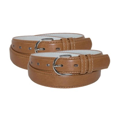 Ctm Women's Leather 1 1/8 Inch Dress Belt, M, Tan : Target