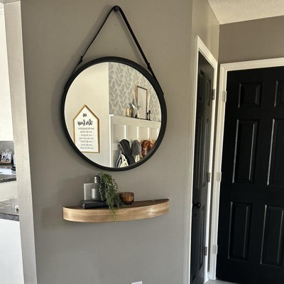 Small Round Wood Floating Decorative Wall Shelf Brown - American Art ...