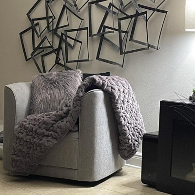 50"x60" Ruched Faux Fur Throw Blanket Slate Blue - Madison Park : Target