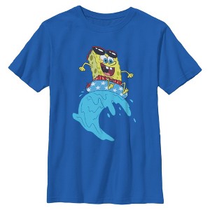 SpongeBob SquarePants Boys July 4th Cool Surfing Waves Short Sleeve T ...