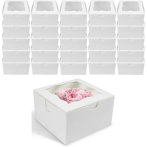 O'creme Small Bakery Cake Boxes With Window, White Paper Kraft ...