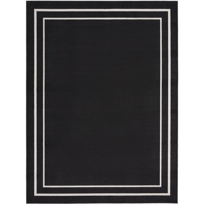 Modern Bordered Machine Washable Area Rug Geometric Border Carpet For ...