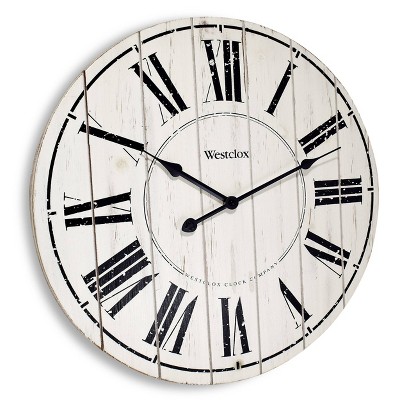 18" Plank Wood Wall Clock White - Westclox : Target