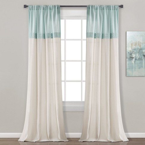 Home Boutique Farmhouse Faux Linen Colorblock Pleated Window Curtain ...