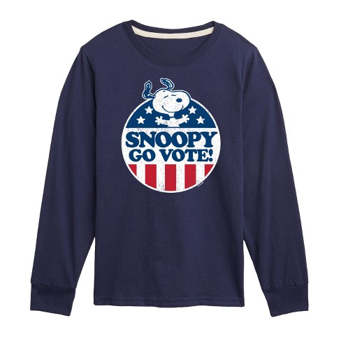 Peanuts Snoopy Go Vote Long Sleeve Graphic T-shirt - Navy - 3t : Target