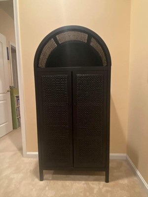 Woven Arched Wood Cabinet Black - Threshold™ : Target