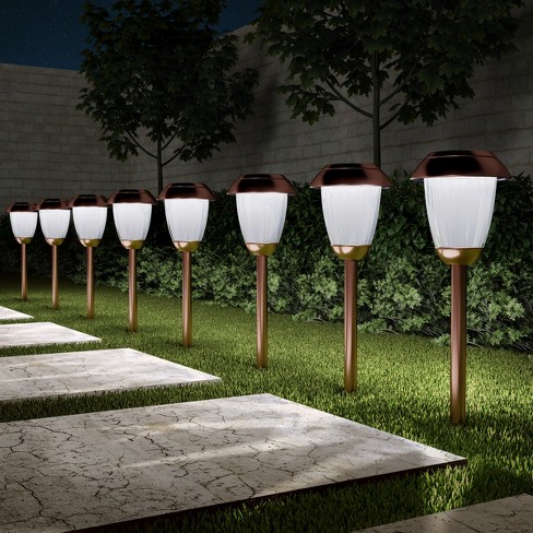 Nature Spring Set Of 8 Solar Powered Pathway Lights With Rechargeable ...