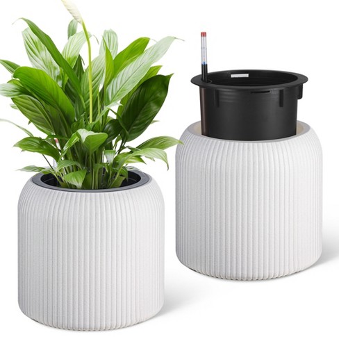 Whizmax 14" Tall Planters Set Of 2 Self-watering Flower Pots With Water ...