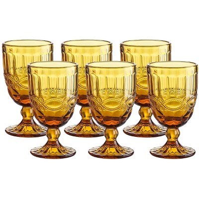 Elle Decor Embossed Goblets Glasses, Vintage Glassware Sets, Water ...