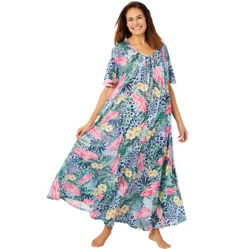 Only Necessities Women's Plus Size Sweeping Printed Lounger - 26/28 ...