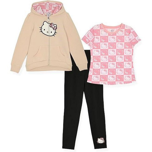 Hello Kitty Little Girls 3-piece Hoodie, T-shirt & Legging Set, Peach ...