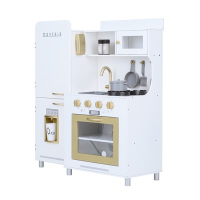 White Wooden Toy Kitchen With Fridge Freezer And Oven By Teamson Kids ...