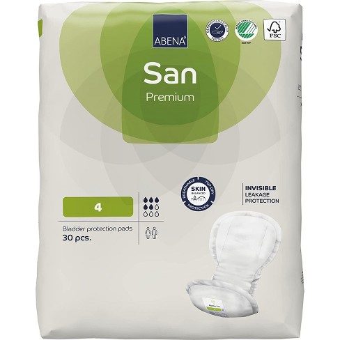 Abena San, Premium Incontinence Pads, Moderate Absorbency, Size 4, 30 ...