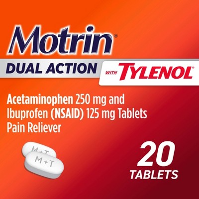 Motrin Acetaminophen Dual Action With Tylenol Pain Reliever - 20ct : Target