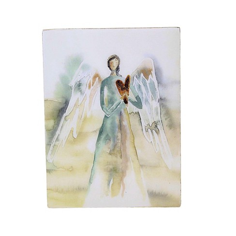 Ganz 8.0 Inch Printed Angel Block Heavenly Wings Decor Figurines : Target