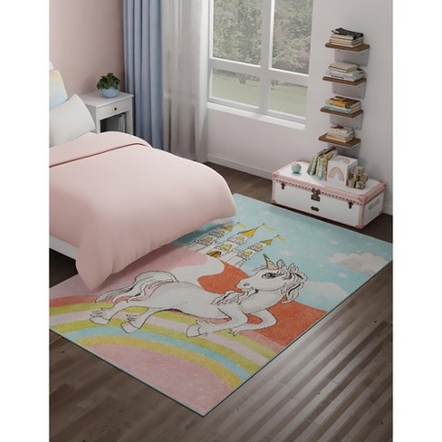 Unique Loom Whimsy Kids Collection Area Rug - Jolly Unicorn (3' 11" X 5 ...