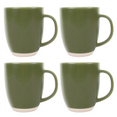 Elanze Designs Raw Clay Bottom Sage Green 13 Ounce Ceramic Coffee Mugs Set Of 4 : Target